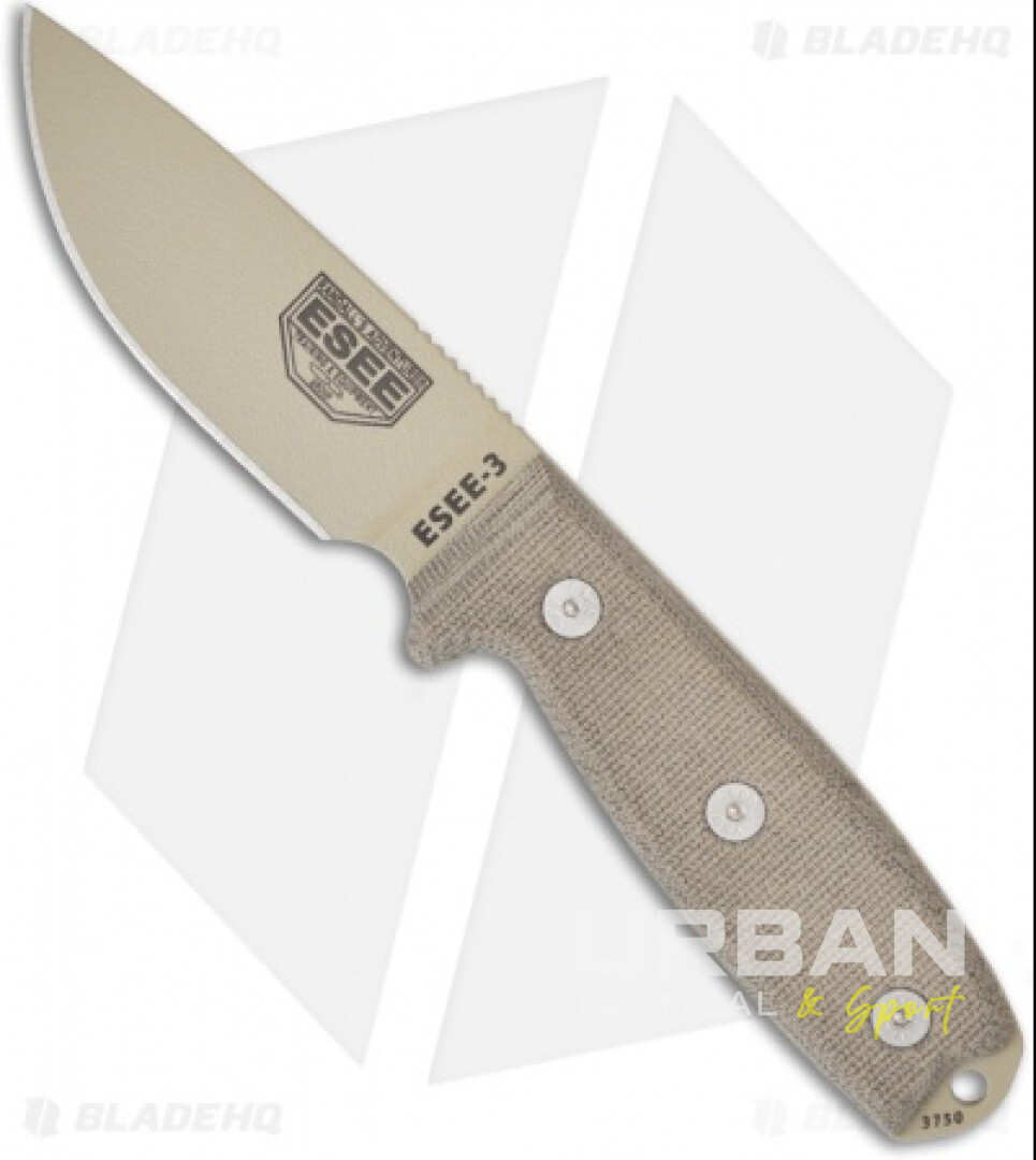 Cuchillo ESEE Knives ESEE-3PM-DT Modified Knife Green Sheath (3.88" Tan ...